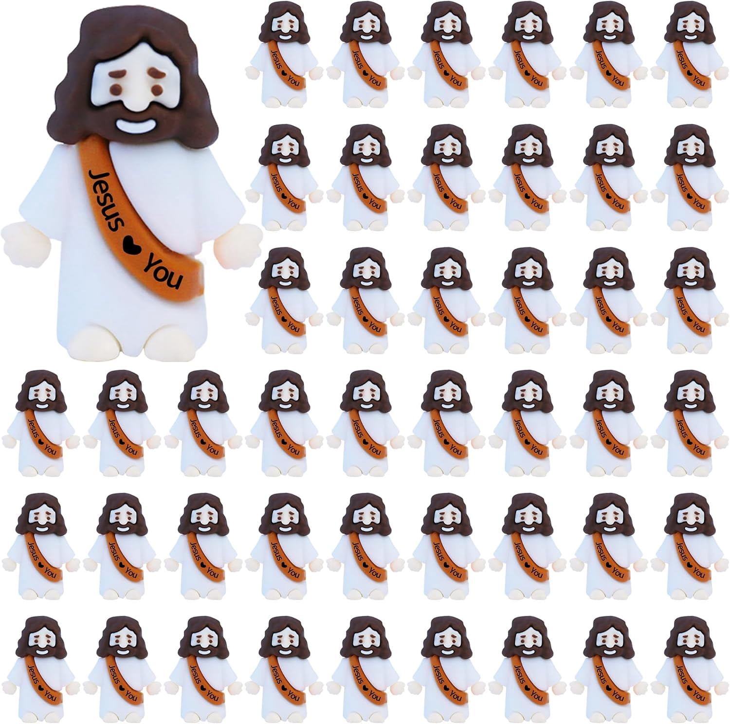 50 Pcs Little Jesus Figures – Mini Rubber Jesus Toys Jesus Love You for ...