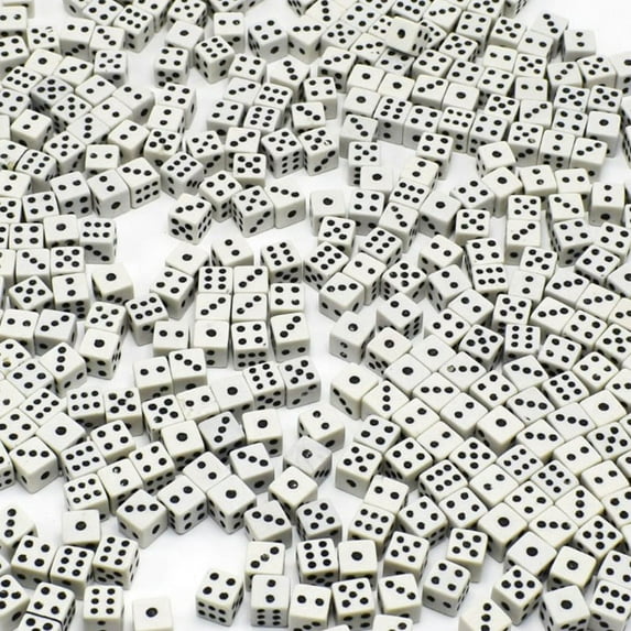 50 Pcs/Lot Dices 8mm Plastic White Gaming Dice Standard Six Sided ...