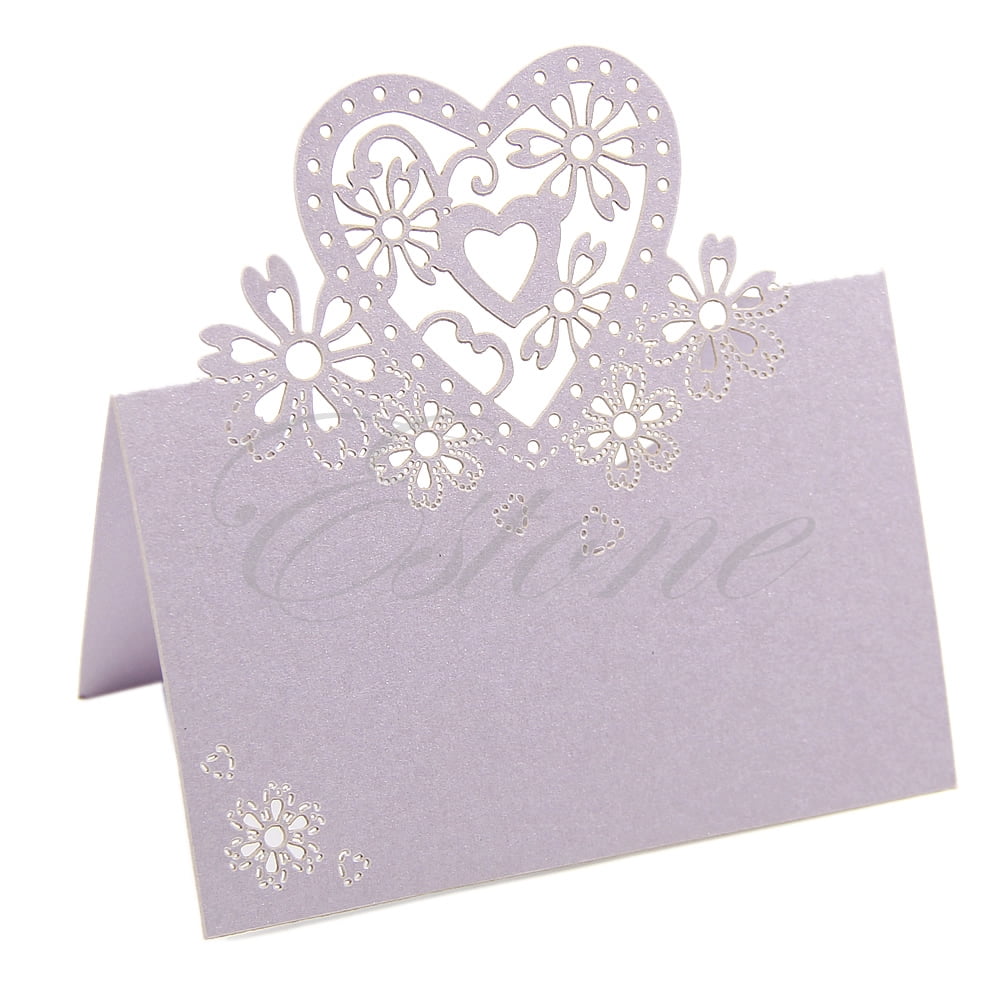50 Pcs Love Heart Laser Cut Wedding Party Table Name Place Cards Favor ...