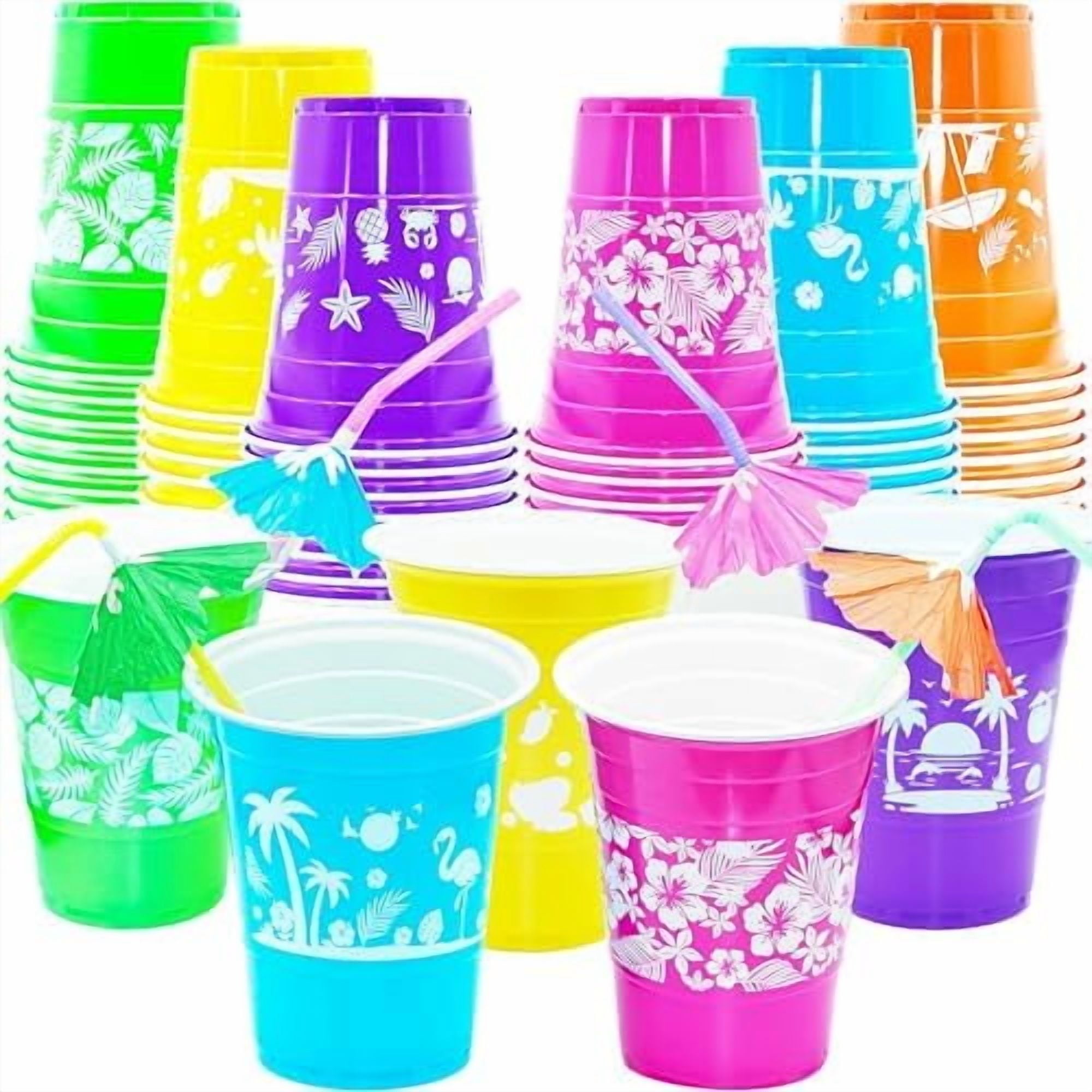 50 Pcs Luau Cups Hawaiian Cups for Party Hawaiian Luau Party ...