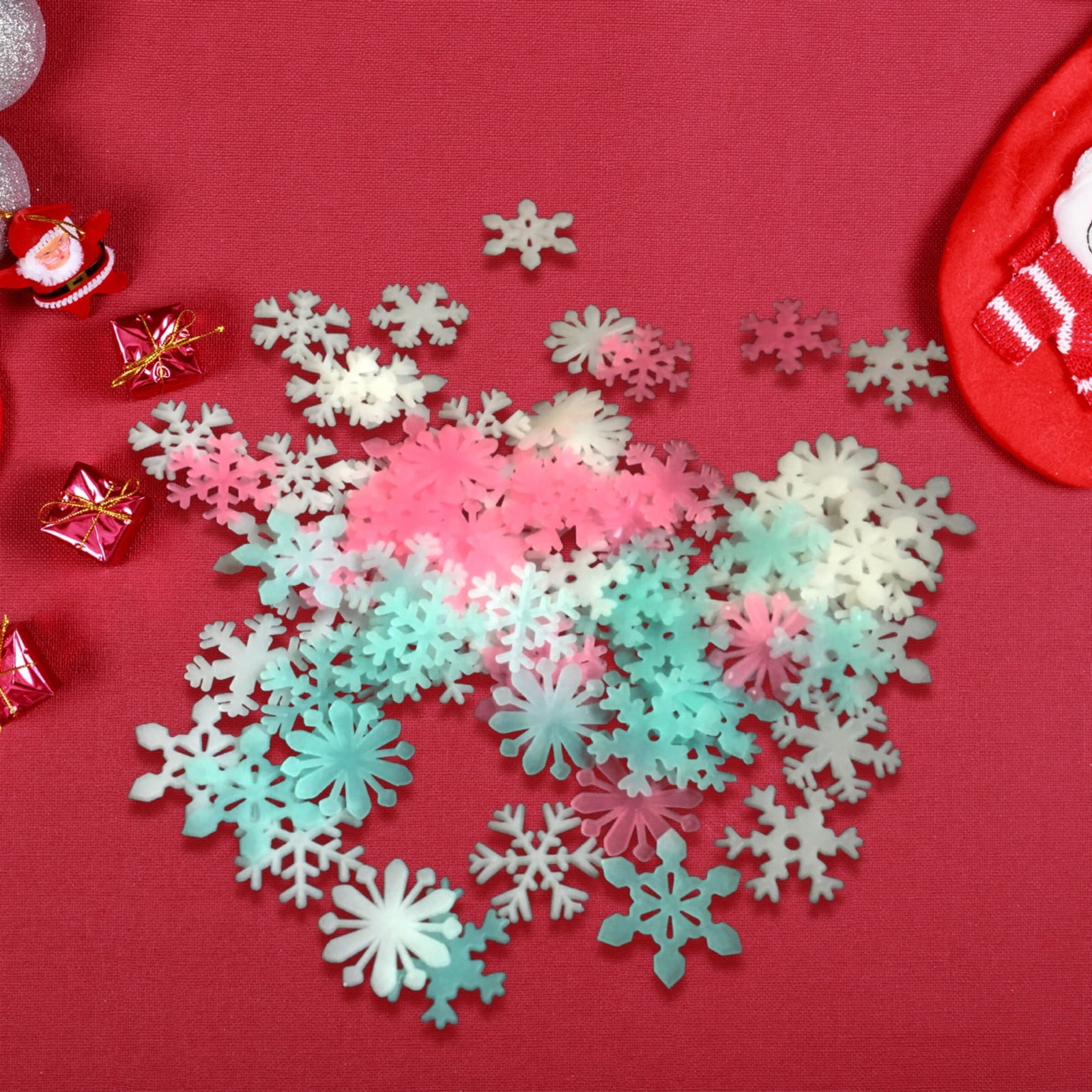 50 Pcs Luminous Snowflakes Wall Stickers Luminous Snowflakes Four ...