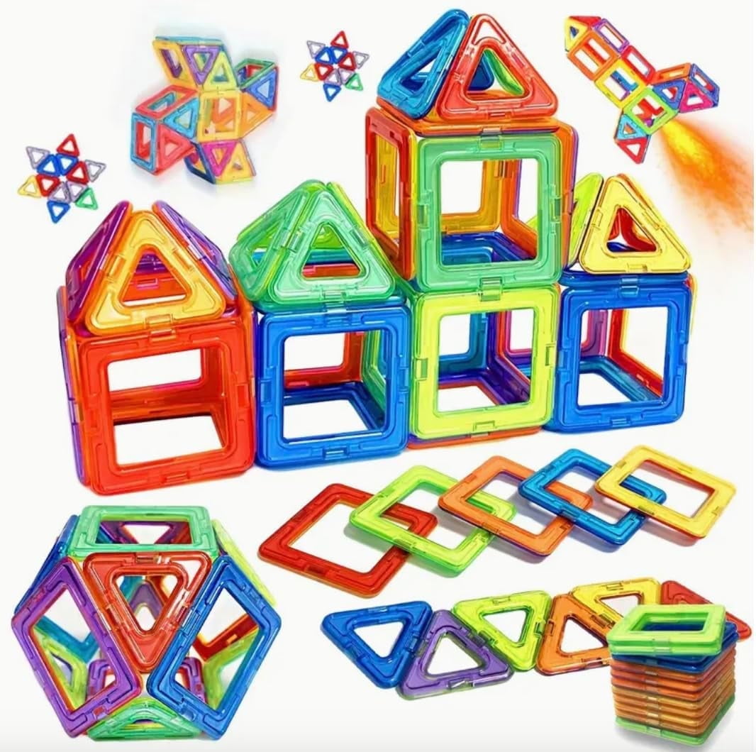 50 Pcs Magnetic Building Blocks Set, Large Size Magnetic Tiles Toys for 3 4 5 6 7 8+ Year Old ...