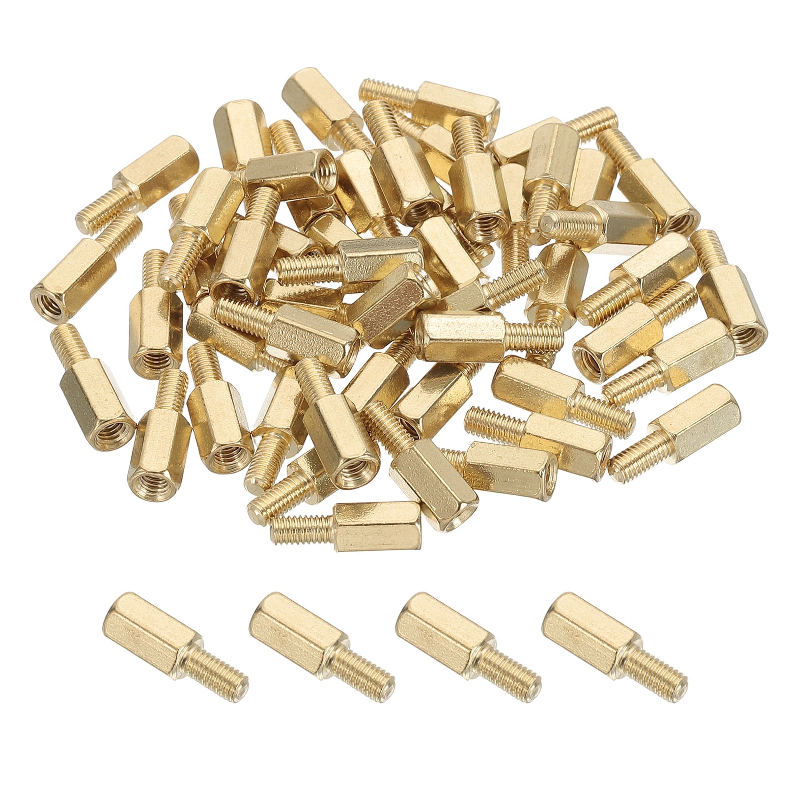 Uxcell Male to Female Thread Spacer Screws Brass Hex Standoff PCB ...