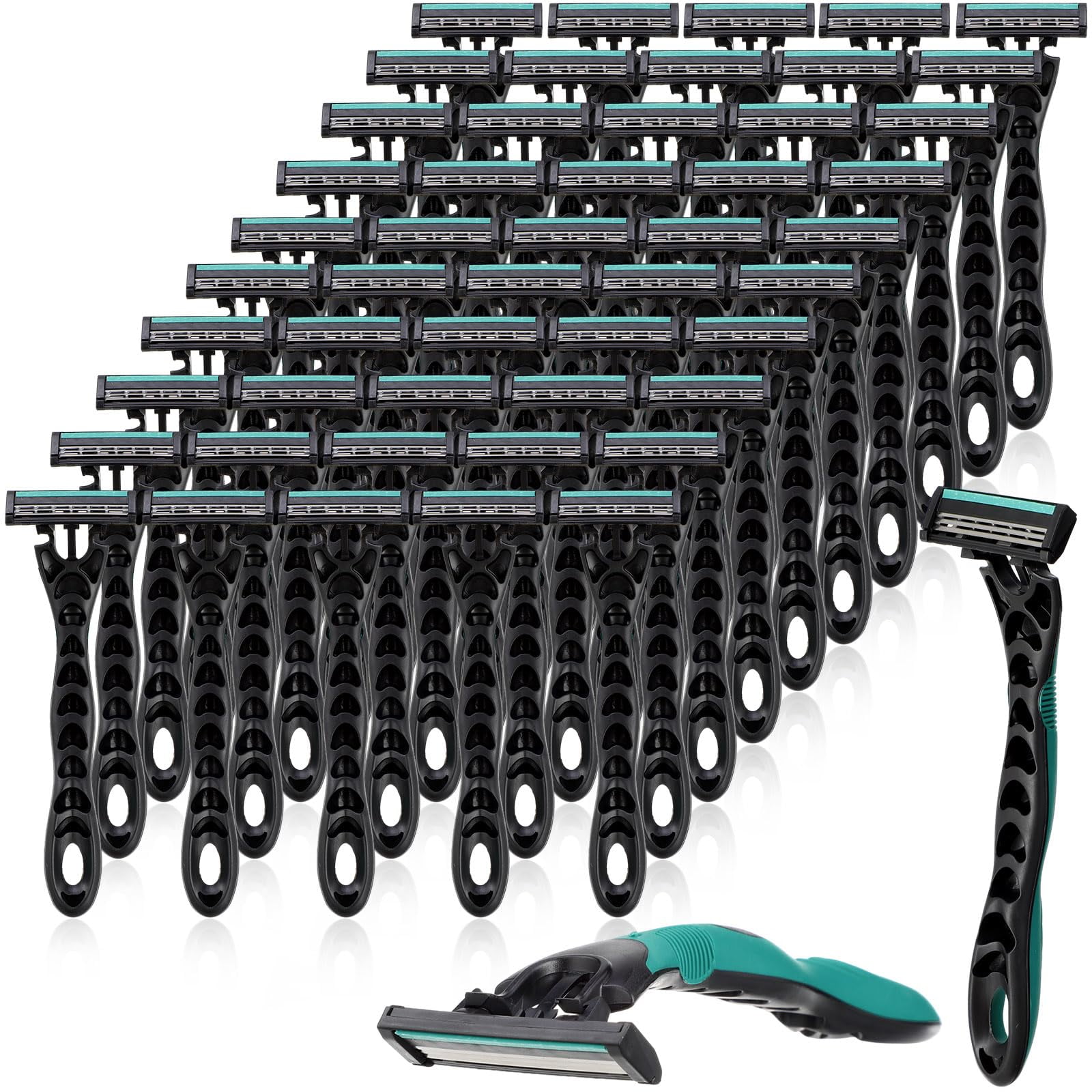 50 Pcs Men's Disposable Razors Bulk 3 Blade Men Razors for Head ...