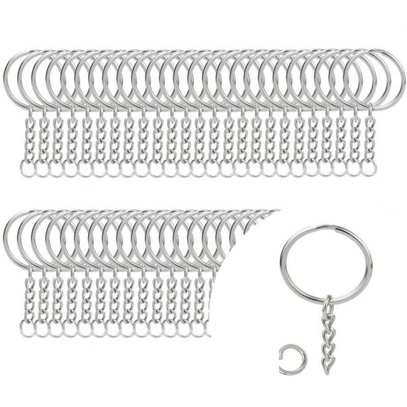 50 Pcs Metal Split Keychain Rings with 25mm Open Jump Ring and ...