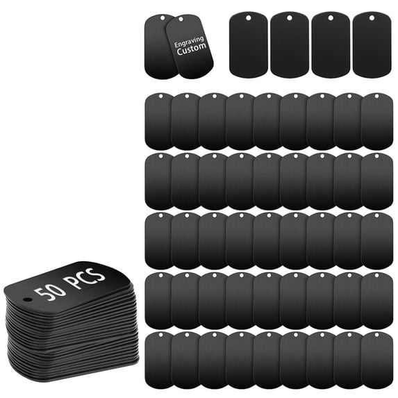 50 Pcs Metal Stamping Blanks - Black Anodized Aluminum Dog Tags ...