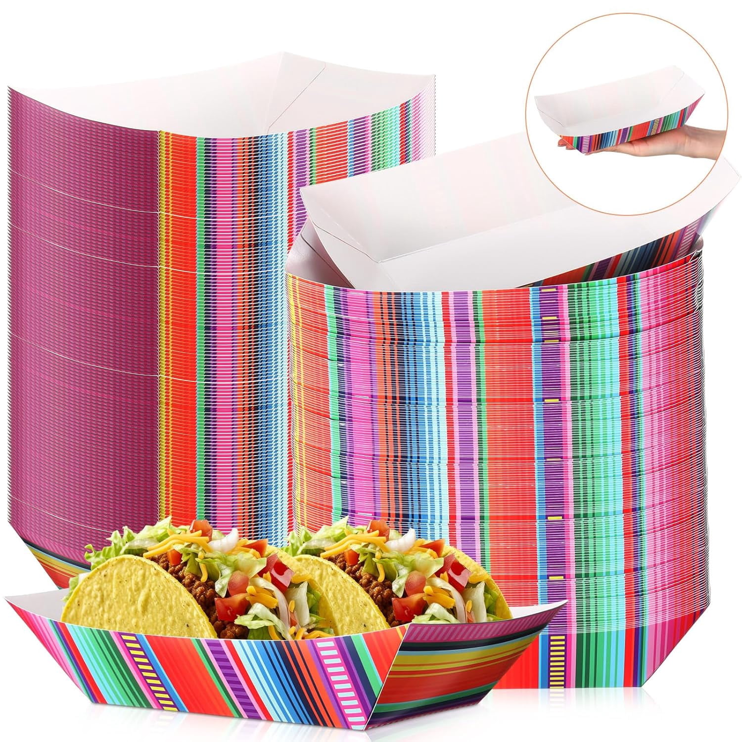 50 Pcs Mexican Nacho Trays Disposable Food Trays Fiesta Party ...