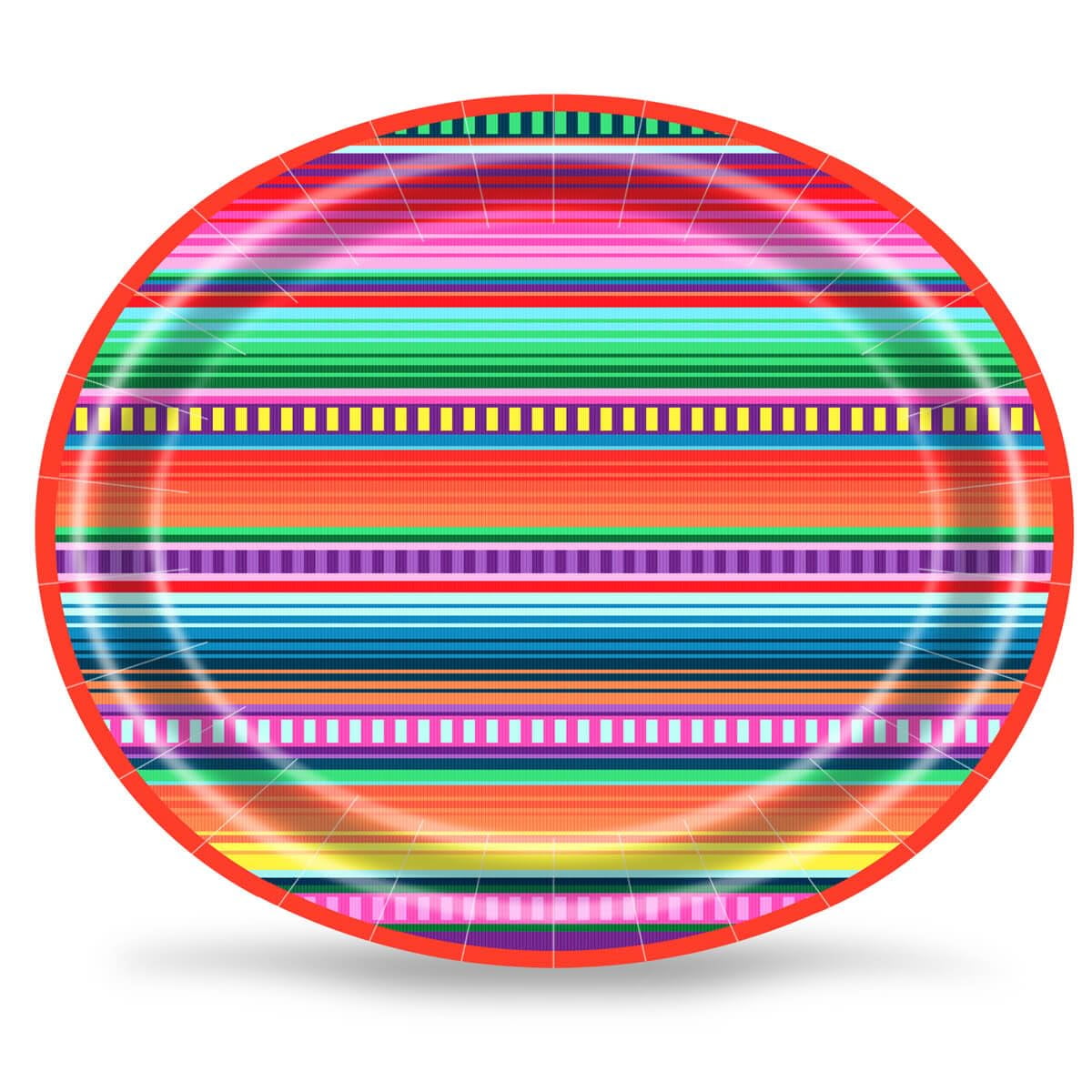 50 Pcs Mexican Serape Fiesta Party Paper Plates Mexico Disposable Oval ...