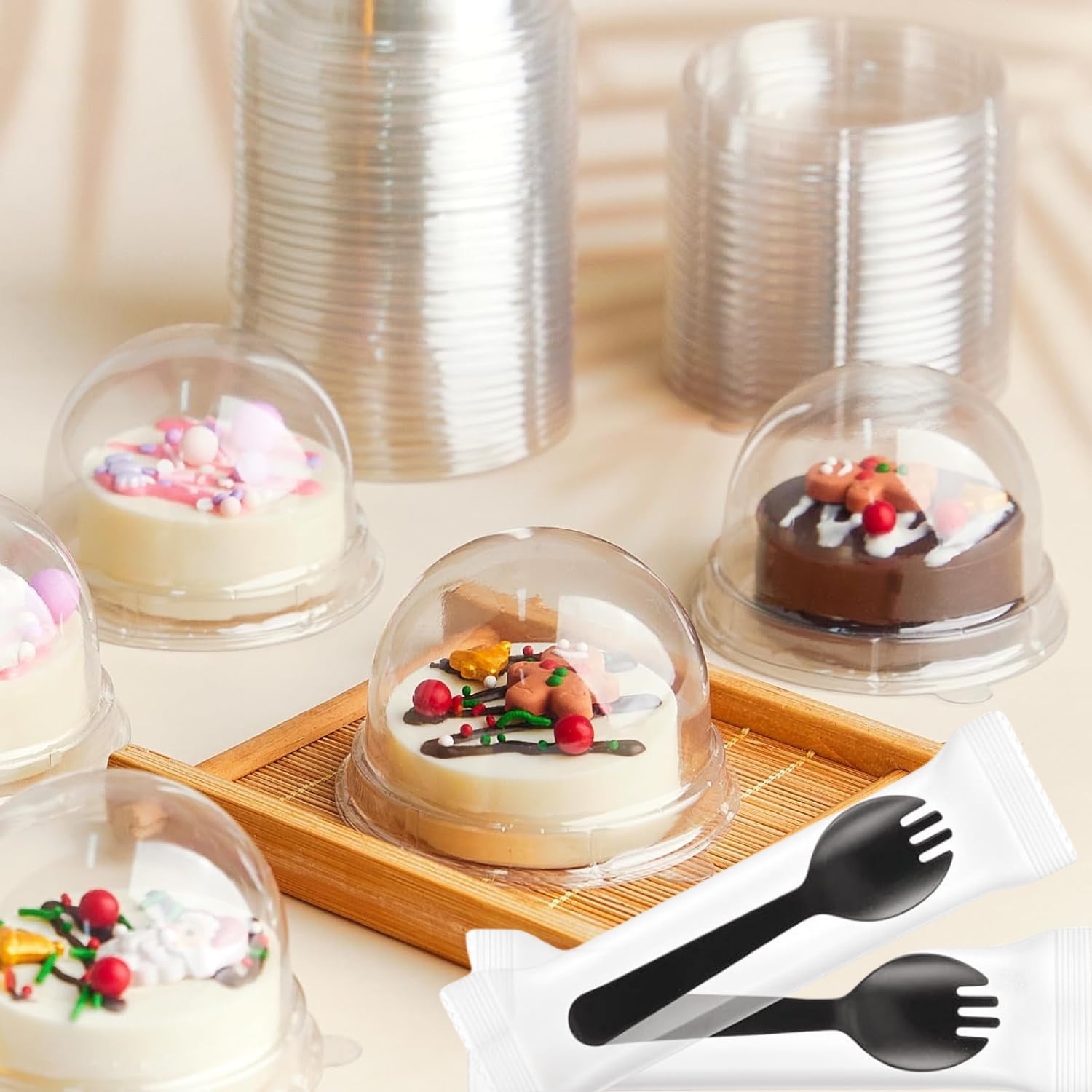 50 Pcs Mini Bundt Cake Containers Set, 50PCS Clear Plastic Small ...