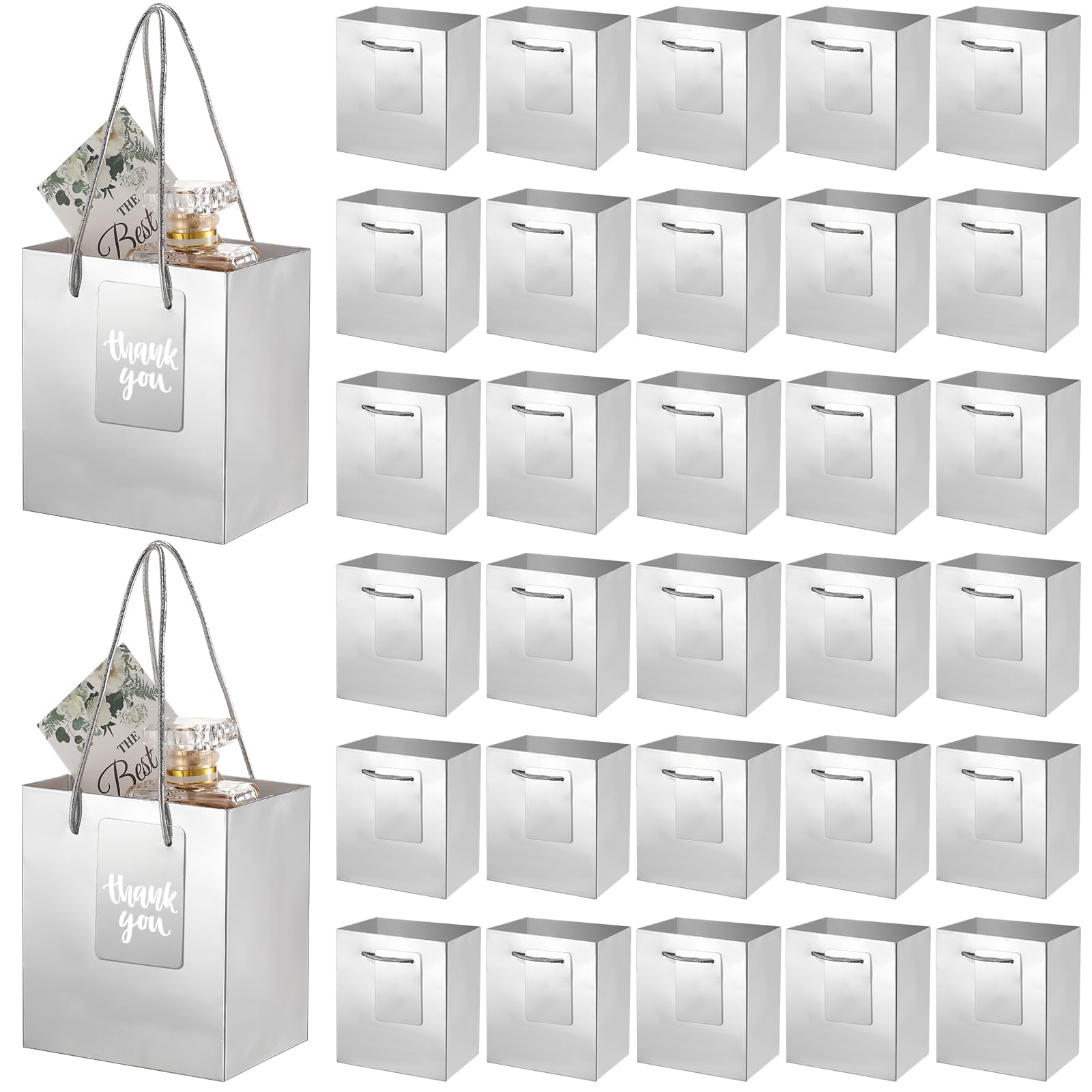 50 Pcs Mini Gift Bags Bulk Paper Bags with Gift Tags Extra Small Paper ...