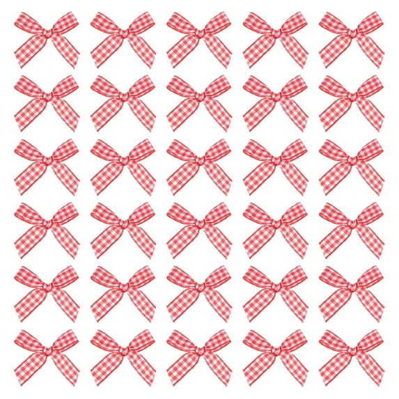 50 Pcs Mini Gingham Ribbon Bows for Craft DIY Cake Sewing Wedding ...