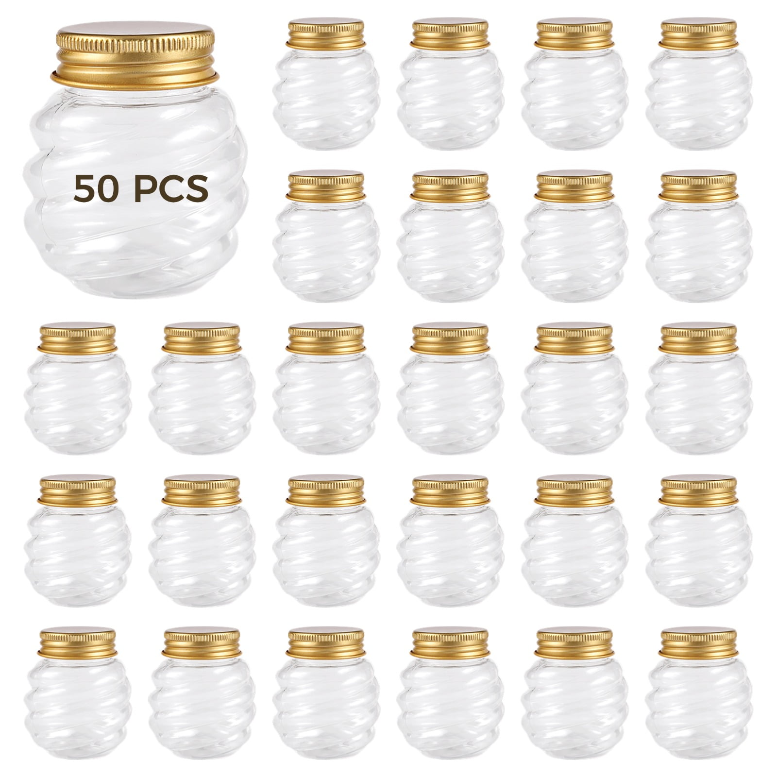 50 Pcs Mini Honey Jars, 2 oz (60 ml) Honeycomb Plastic Storage ...