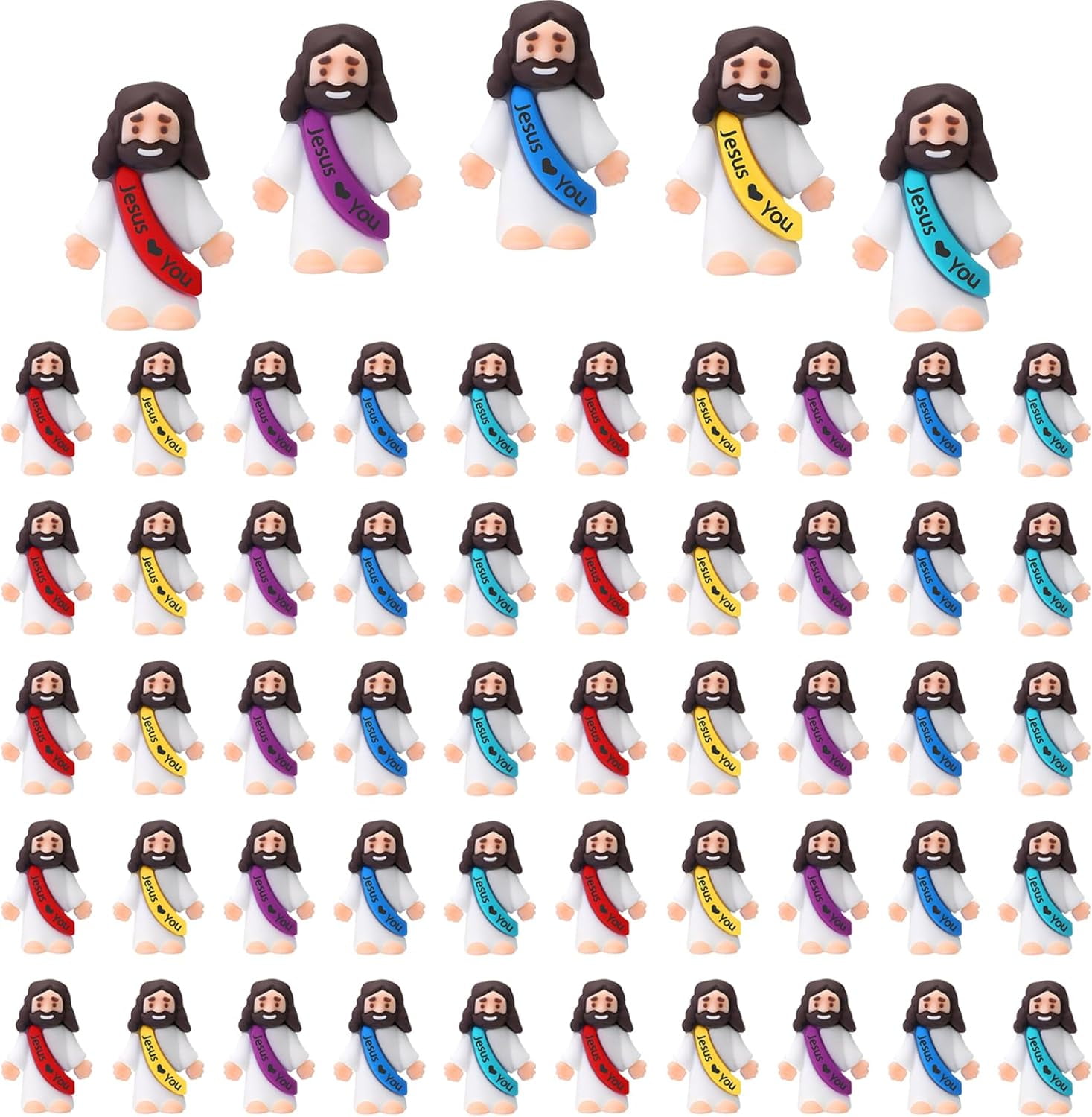 50 Pcs Mini Jesus Figures Bulk Tiny Jesus Figures Toys, Mini Rubber ...