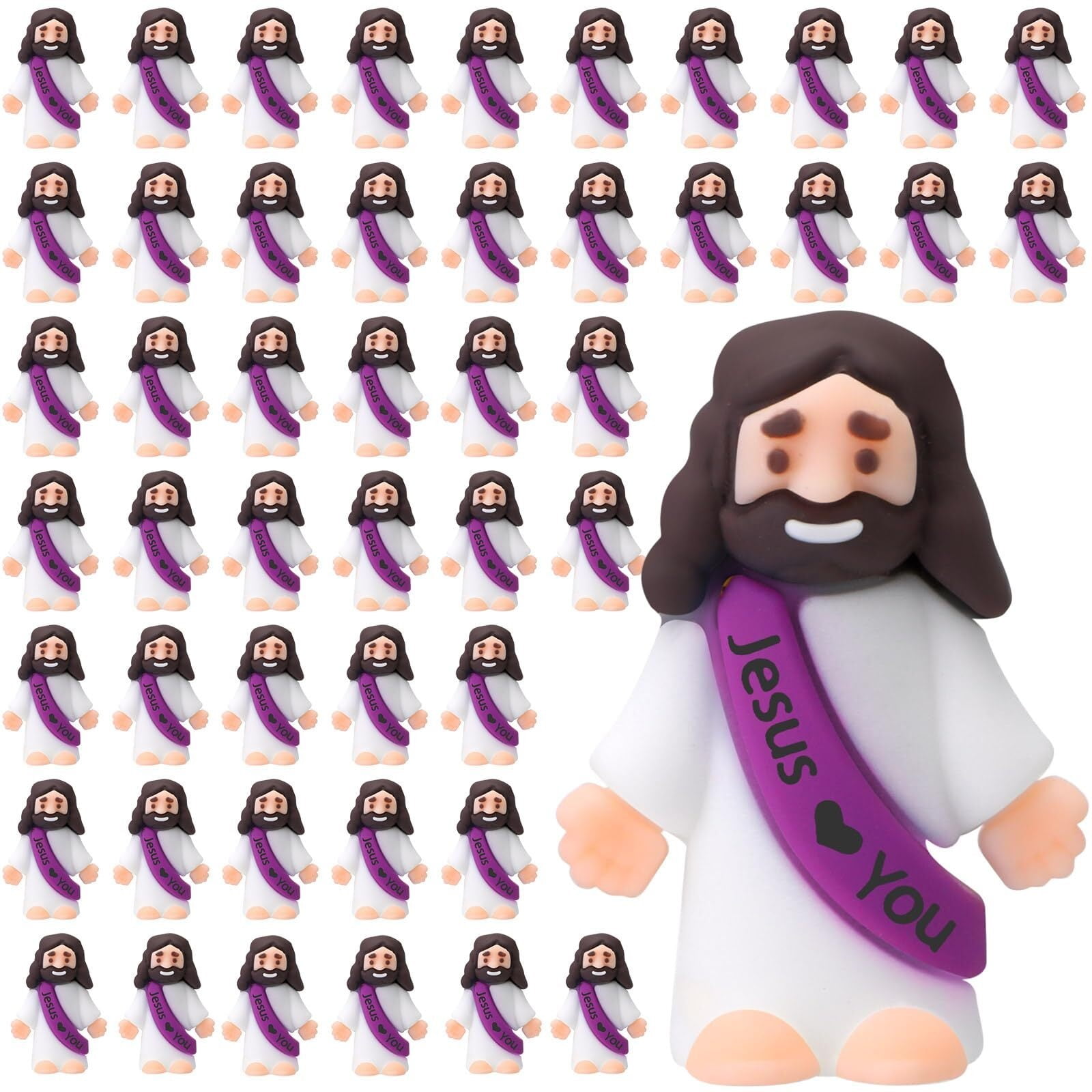 50 Pcs Mini Jesus Figures Easter Jesus Loves You Christ Toys Little ...