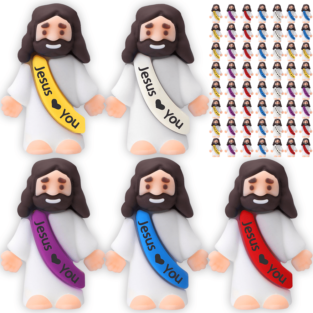 50 Pcs Mini Jesus Figures Easter Jesus Loves You Jesus Toys Little ...