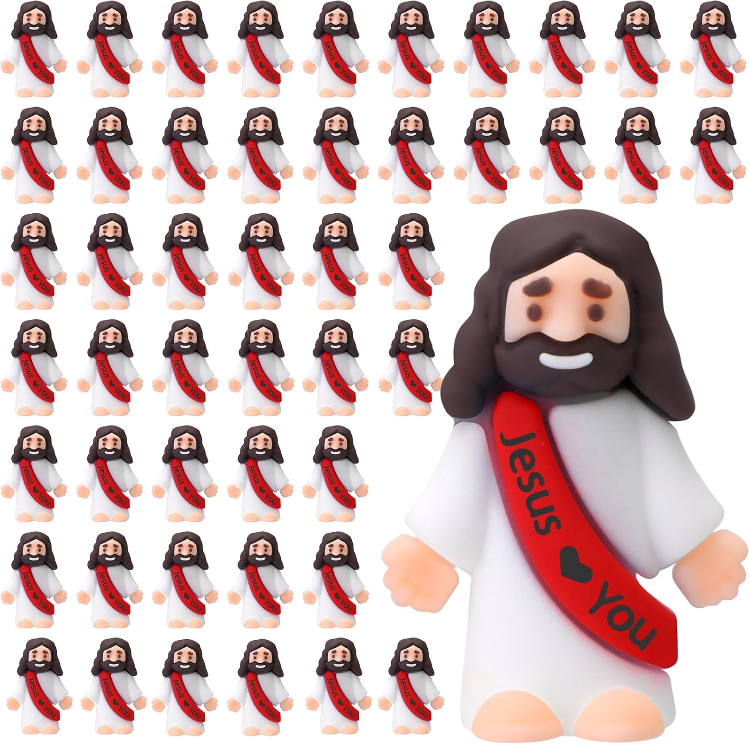 50 Pcs Mini Jesus Figures Easter Jesus Loves You Jesus Toys Little ...