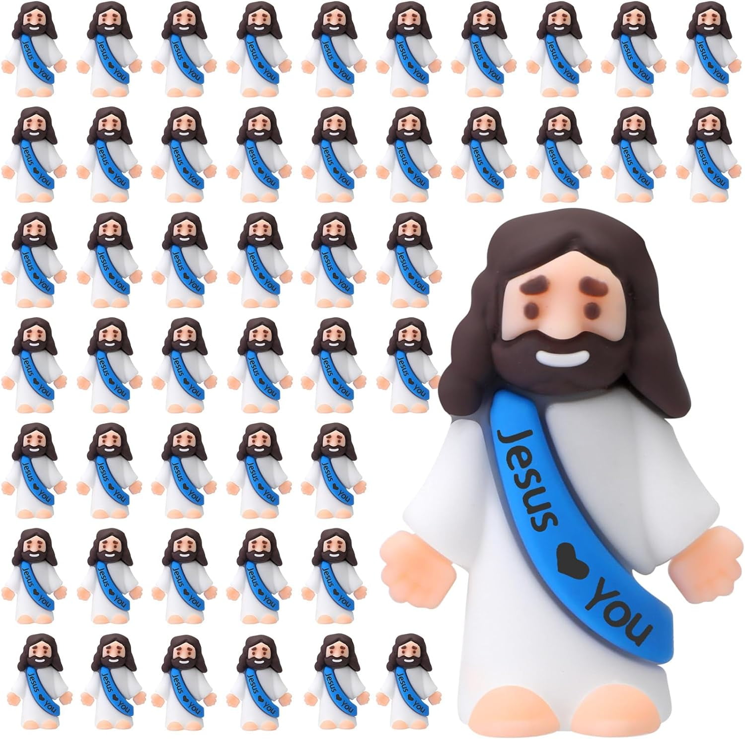 50 Pcs Mini Jesus Figures Easter Jesus Loves You Jesus Toys Little ...