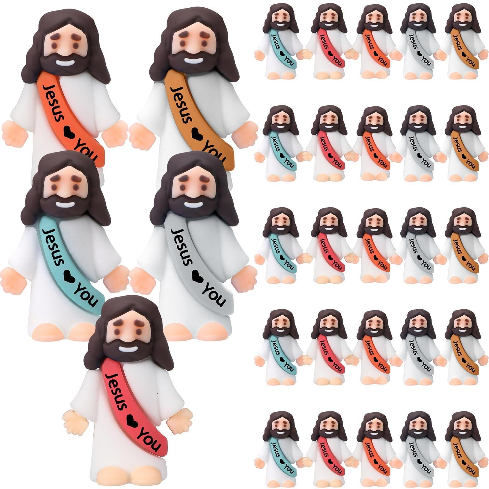WQQ 50 Pcs Mini Jesus Figures Jesus Loves You Christ Toys Little Christ ...