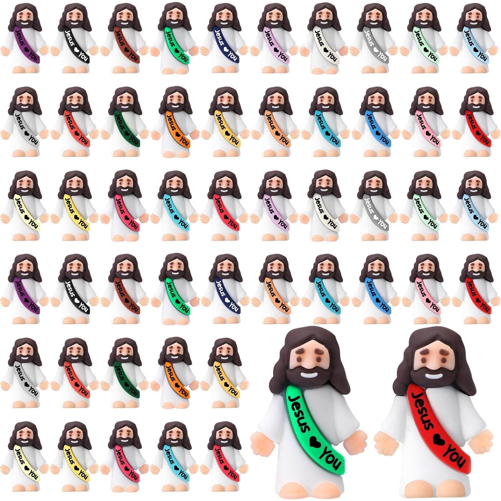 WQQ 50 Pcs Mini Jesus Figures Jesus Loves You Christ Toys Little Christ ...