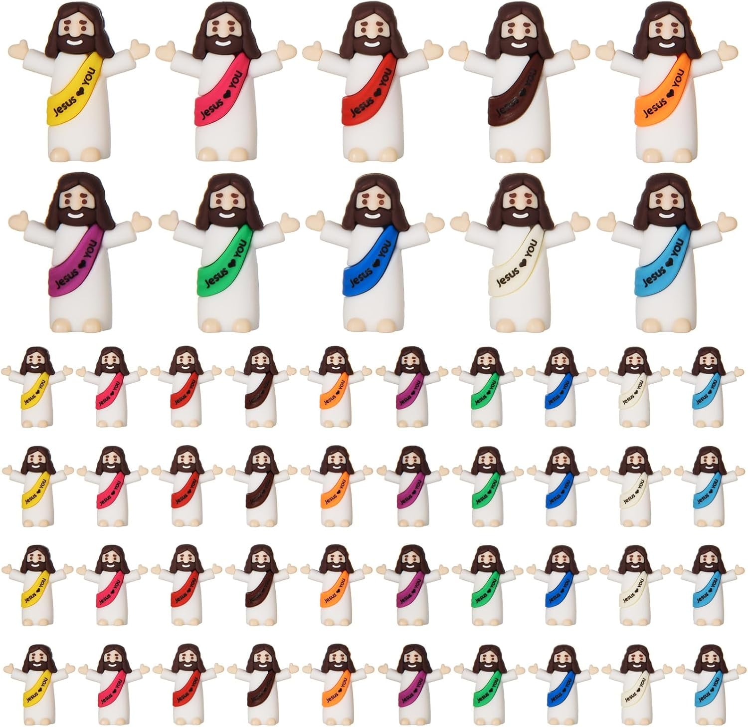 50 Pcs Mini Jesus Figures Jesus Loves You Jesus Doll Little Jesus ...