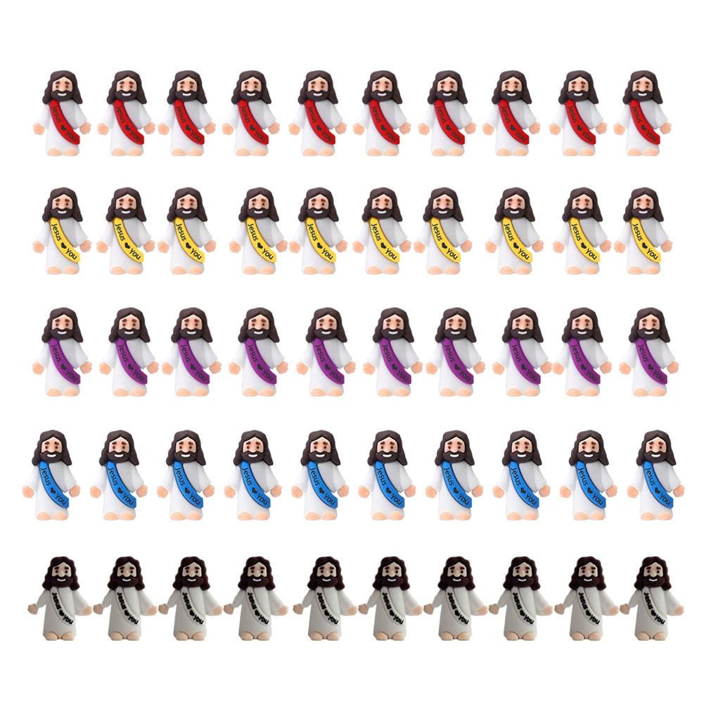 50 Pcs Mini Jesuss Figures, Jesuss Loves You Religious Tiny Jesuss Cute ...