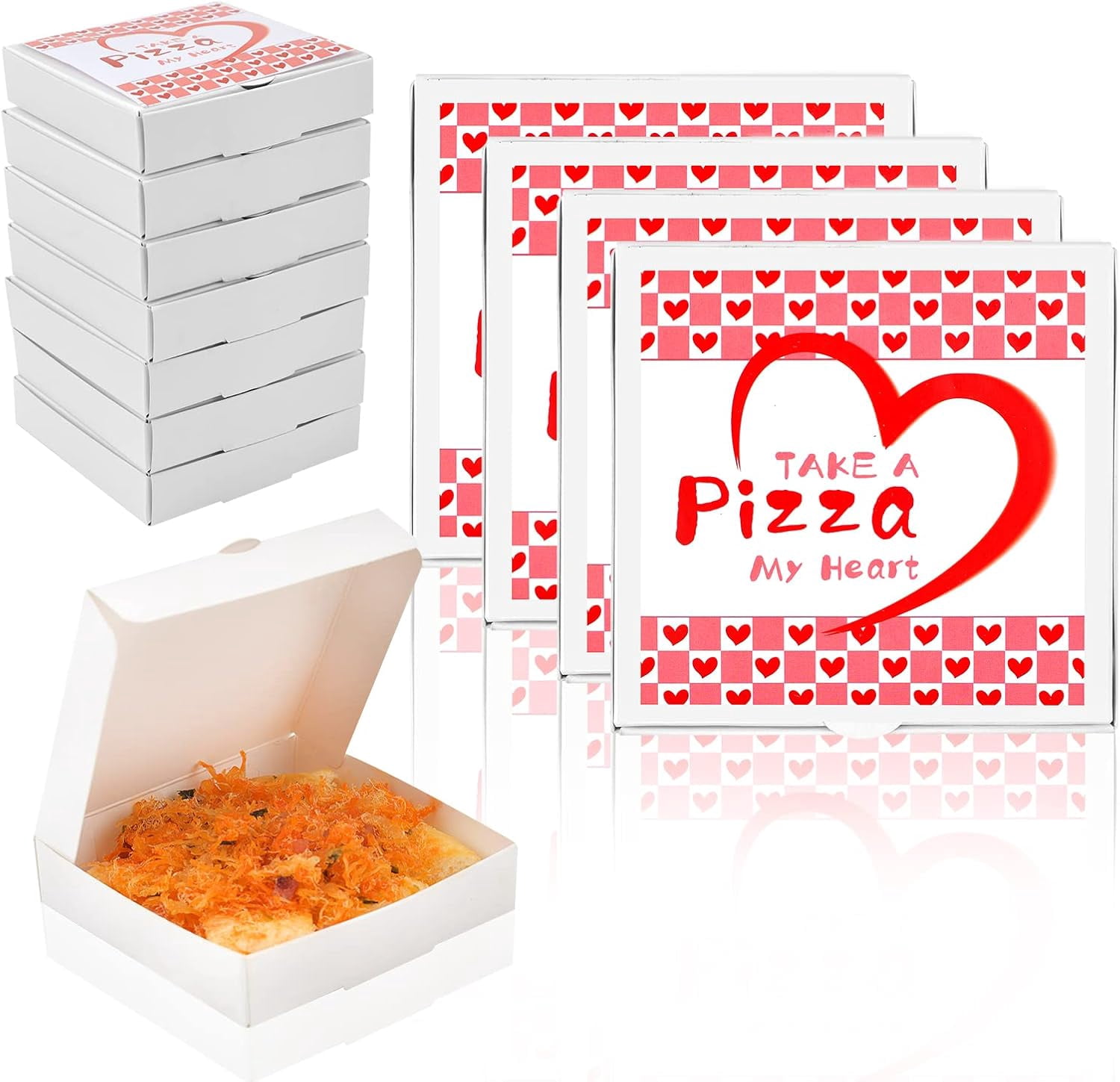 50 Pcs Mini Pizza Box Valentine Square Cardboard Mini Pizza Box with ...