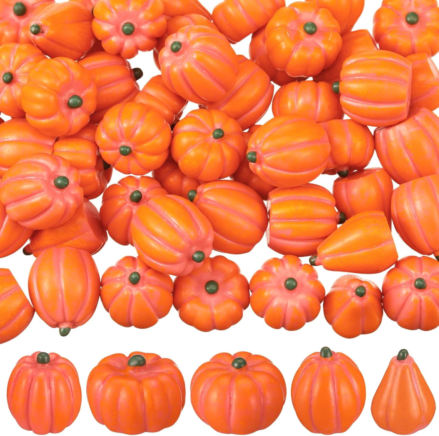 50 Pcs Mini Pumpkins for Crafts, Tiny Miniature Resin Pumpkin Decor ...