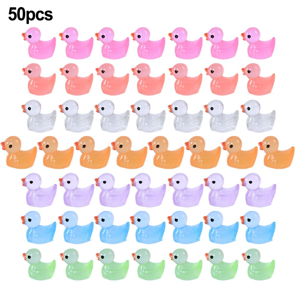 50 Pcs Mini Resin Ducks Luminous Tiny Ducks Miniature Duck Glow in The ...