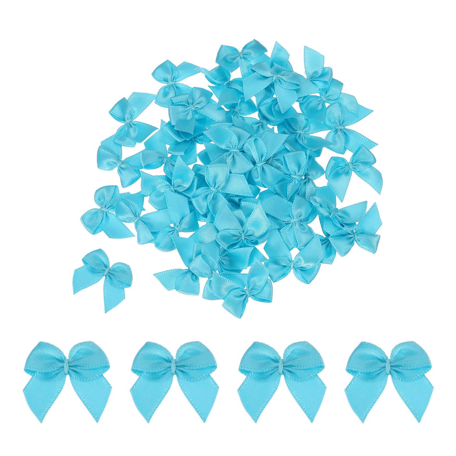 Uxcell 50 Pcs Mini Ribbon Bow 1" Mini Fabric Satin Ribbon Flower Bows ...