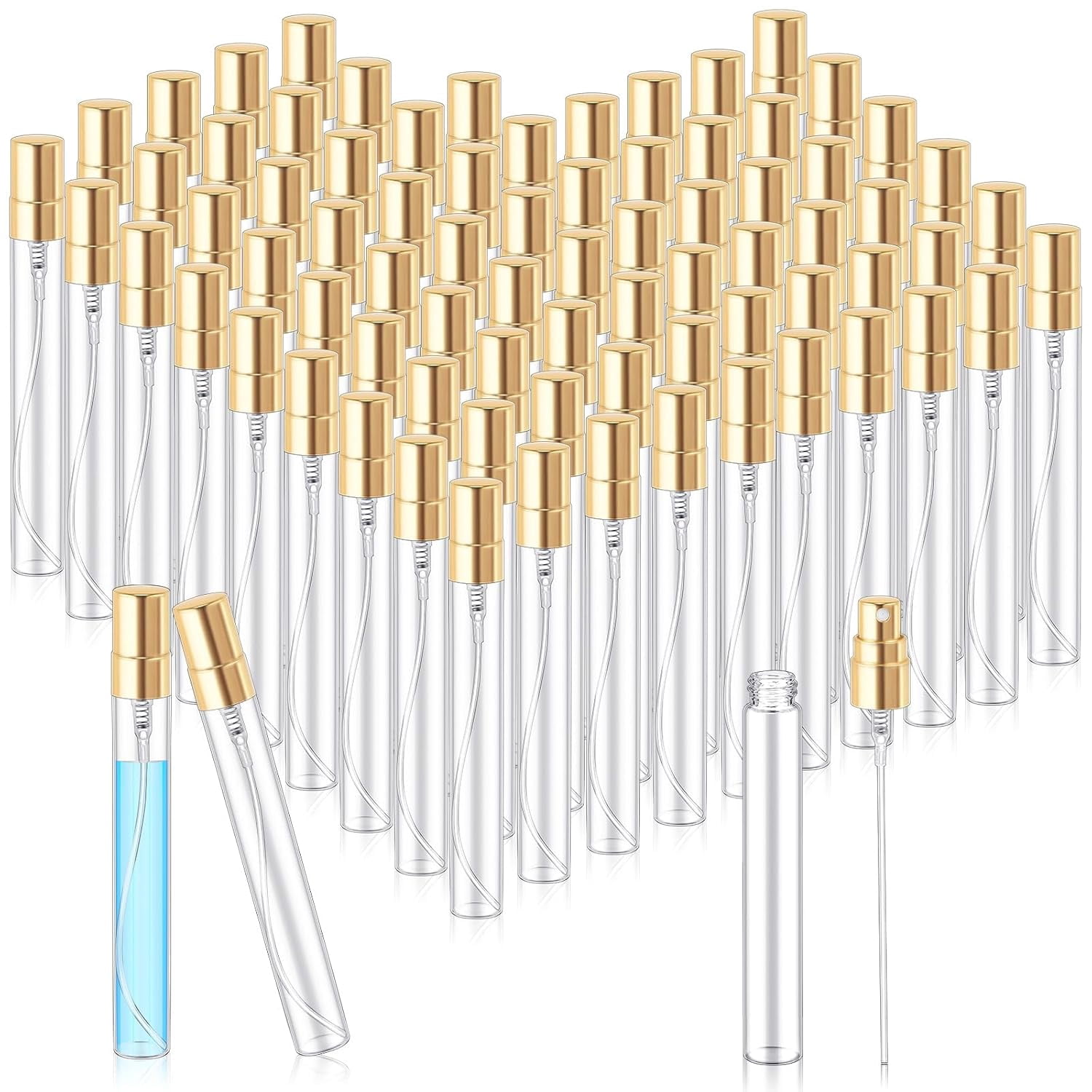 50 Pcs Mini Spray Bottles 10 ml Clear Glass Perfume Bottles Refillable ...