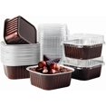 50 Pcs Mini Square Baking Cups with Lids,5oz Aluminum Foil Mini Cake ...