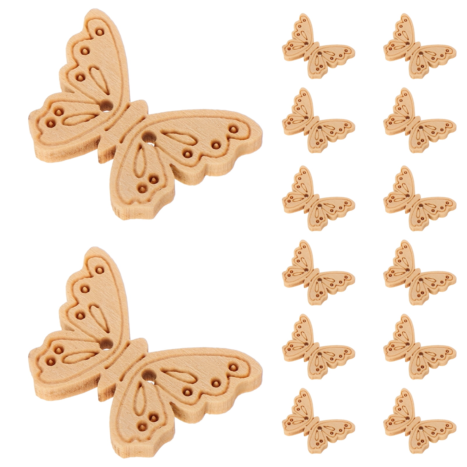 50 Pcs Mini Stickers Wooden Cartoon Butterfly Button - Walmart.com
