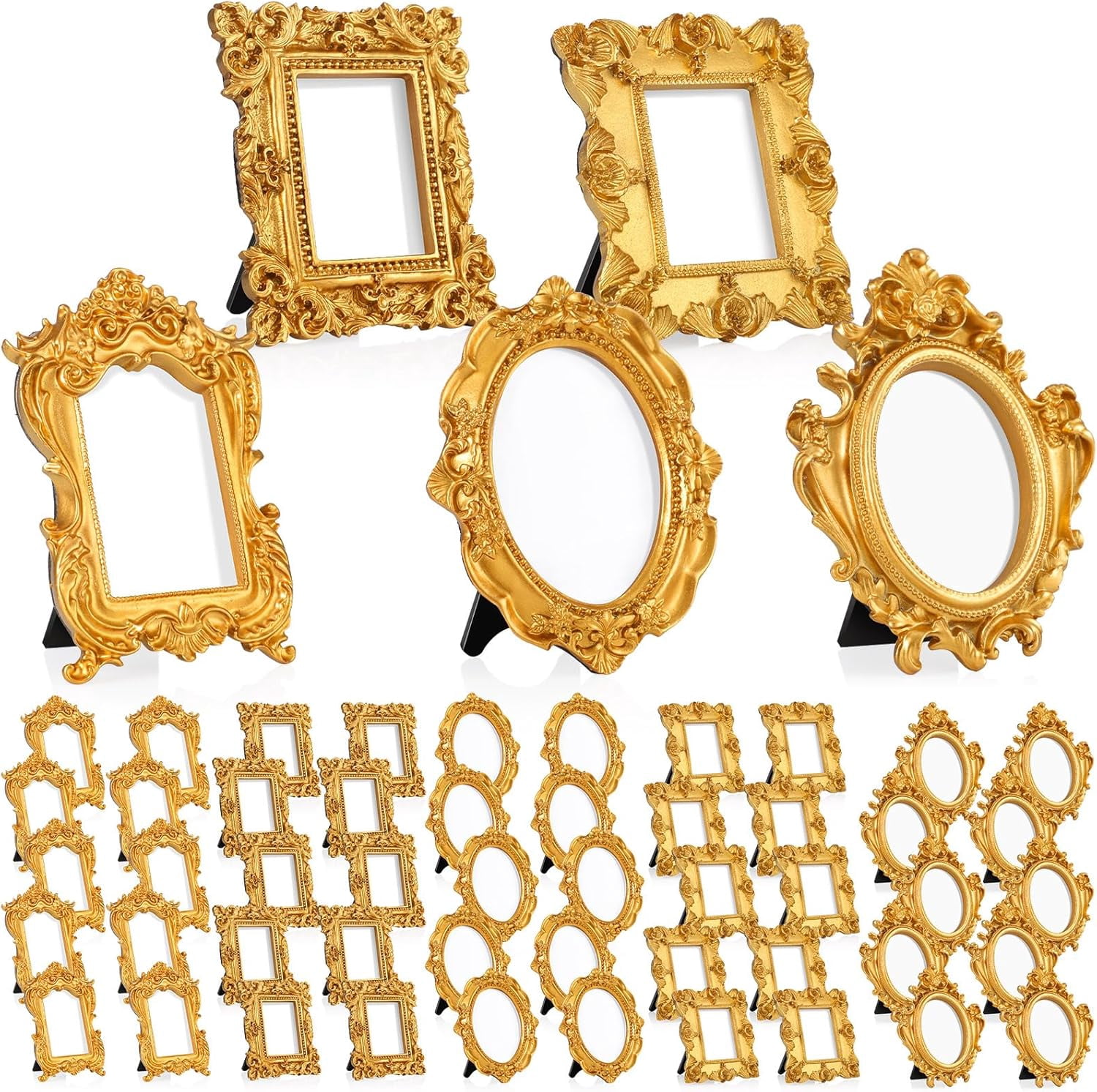 50 Pcs Mini Vintage Picture Frames Tiny Antique Photo Baroque Ornate ...