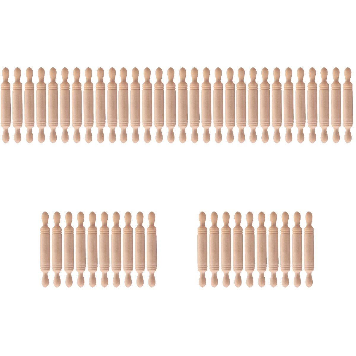 50 Pcs Mini Wood Rolling Pin Food Tray Small Stick Dough Roller Props ...