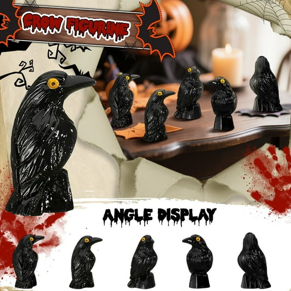 50 Pcs Miniature Crows Figurines Mini Resin Crows Figures Black Raven ...