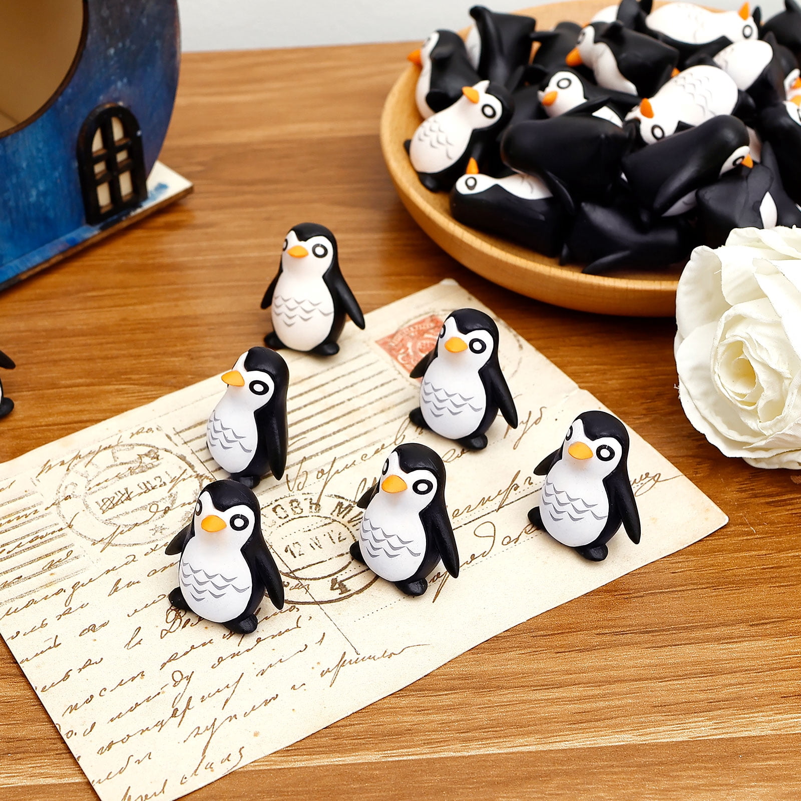 50 Pcs Miniature Penguin Figurines Mini Penguin Figurines Resin Penguin ...