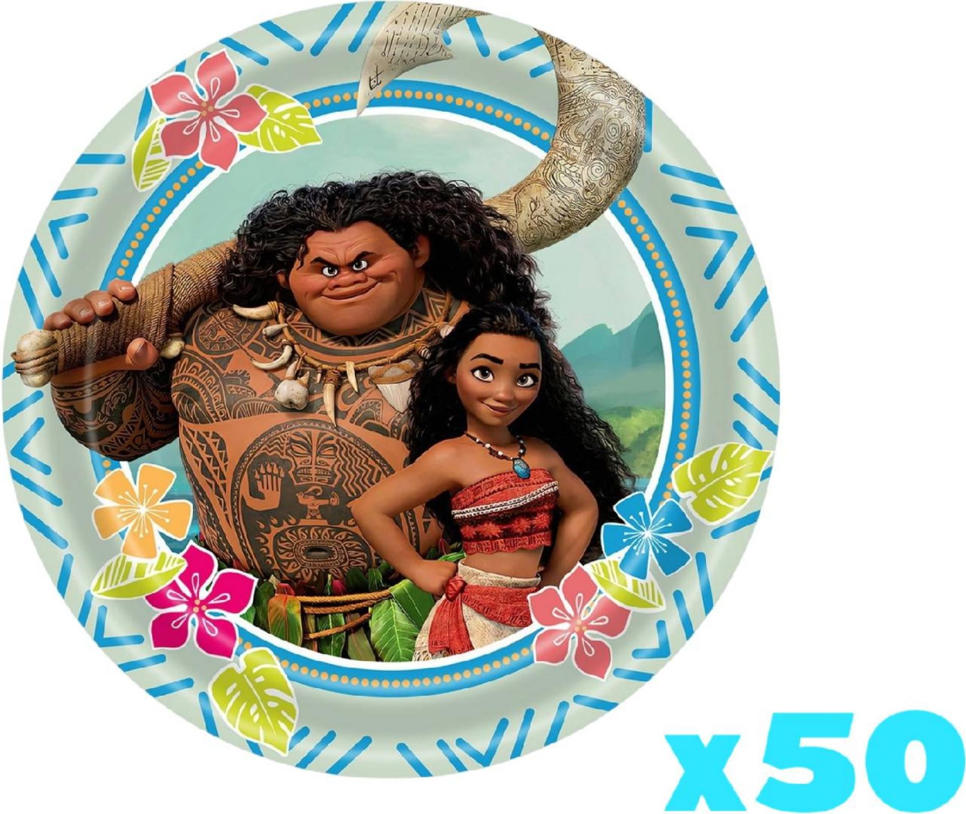 50 Pcs Moana Party Supplies Tableware set 7 Inch Birthday Party Plates ...