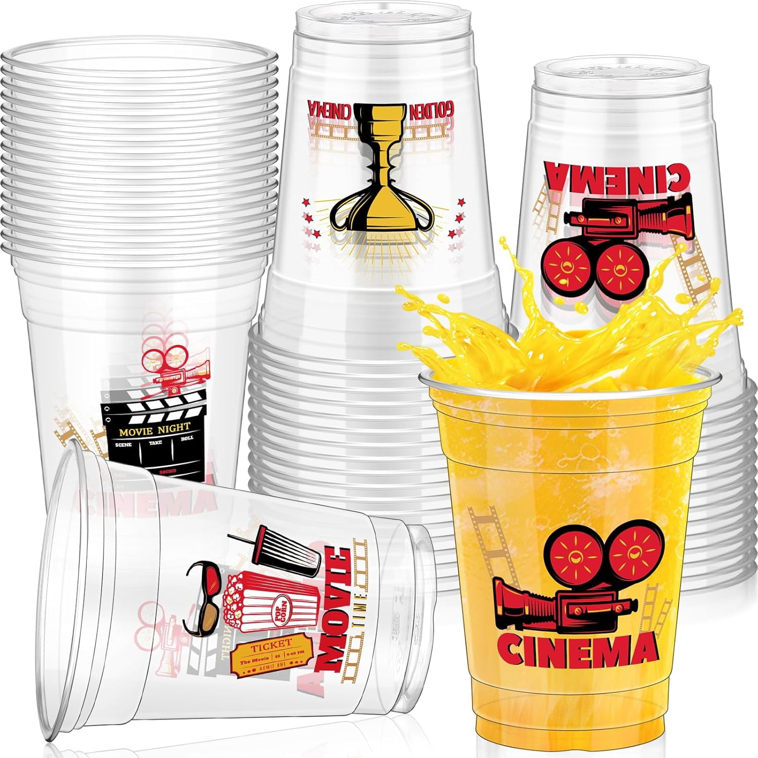 50 Pcs Movie Night Theme Party Decorations Movie Night Plastic Cups ...