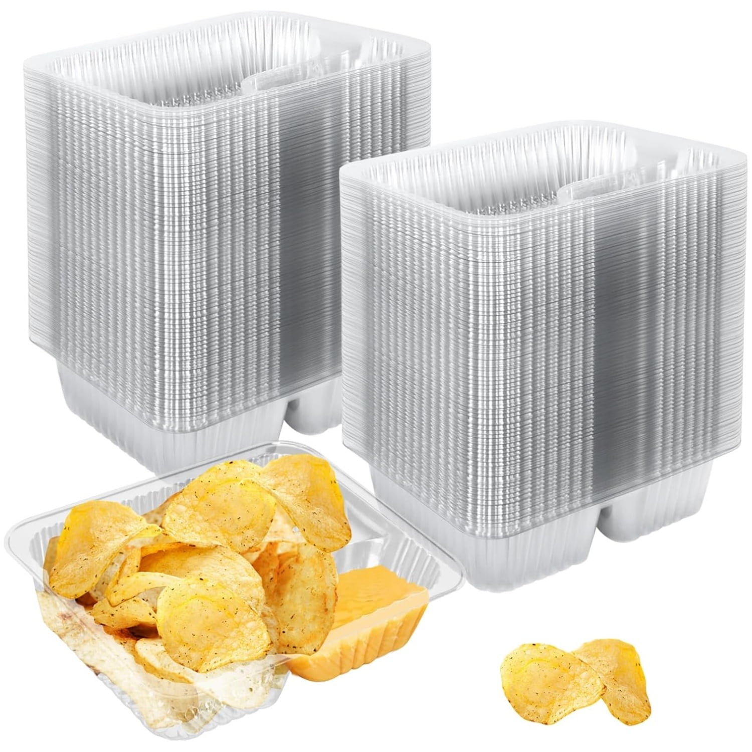 50 Pcs Nacho Trays Disposable Plastic Food Snack Tray 2 Compartment ...