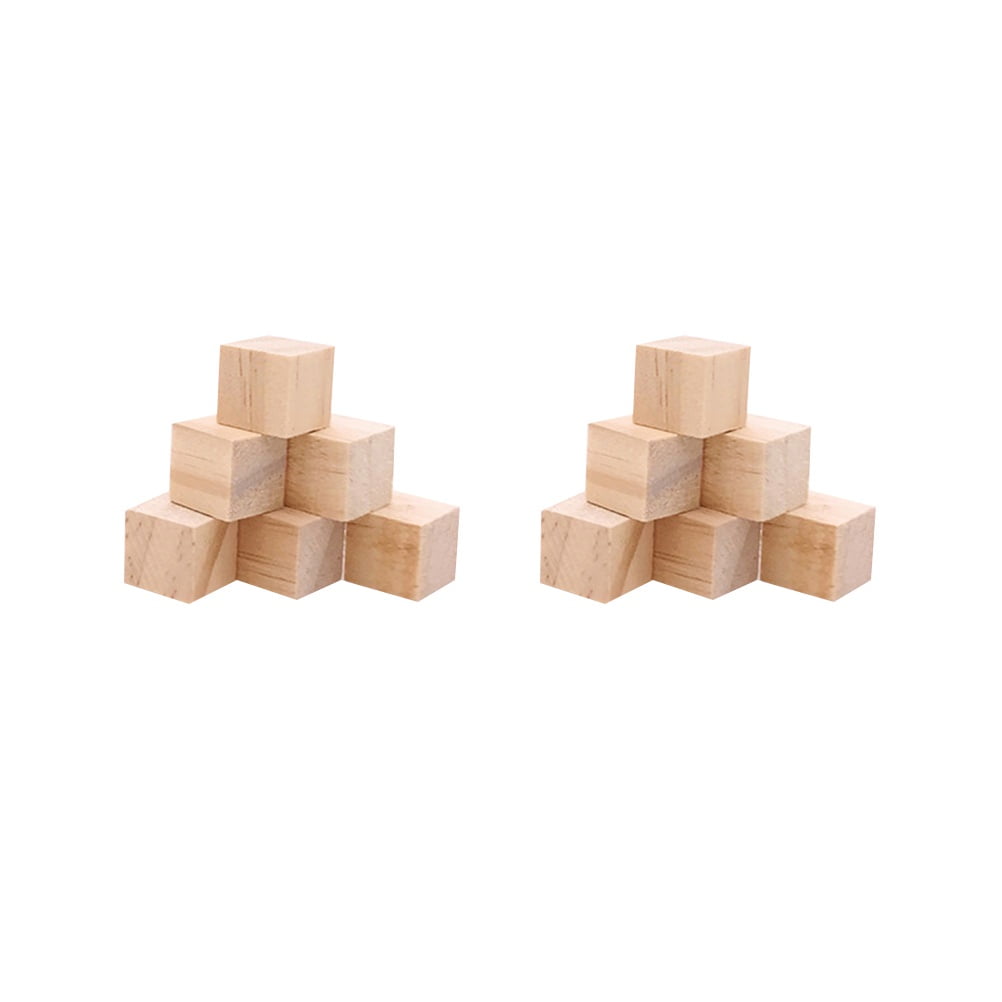 50 Pcs Natural Color Small Wooden Craft Cubes Precise Cutting Wood ...