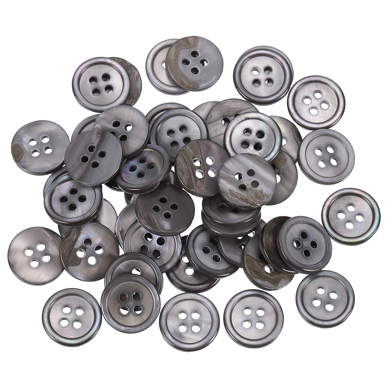 50 Pcs Natural Shell Button, 4 Hole 12.5mm Mother of Pearl Button, Grey ...