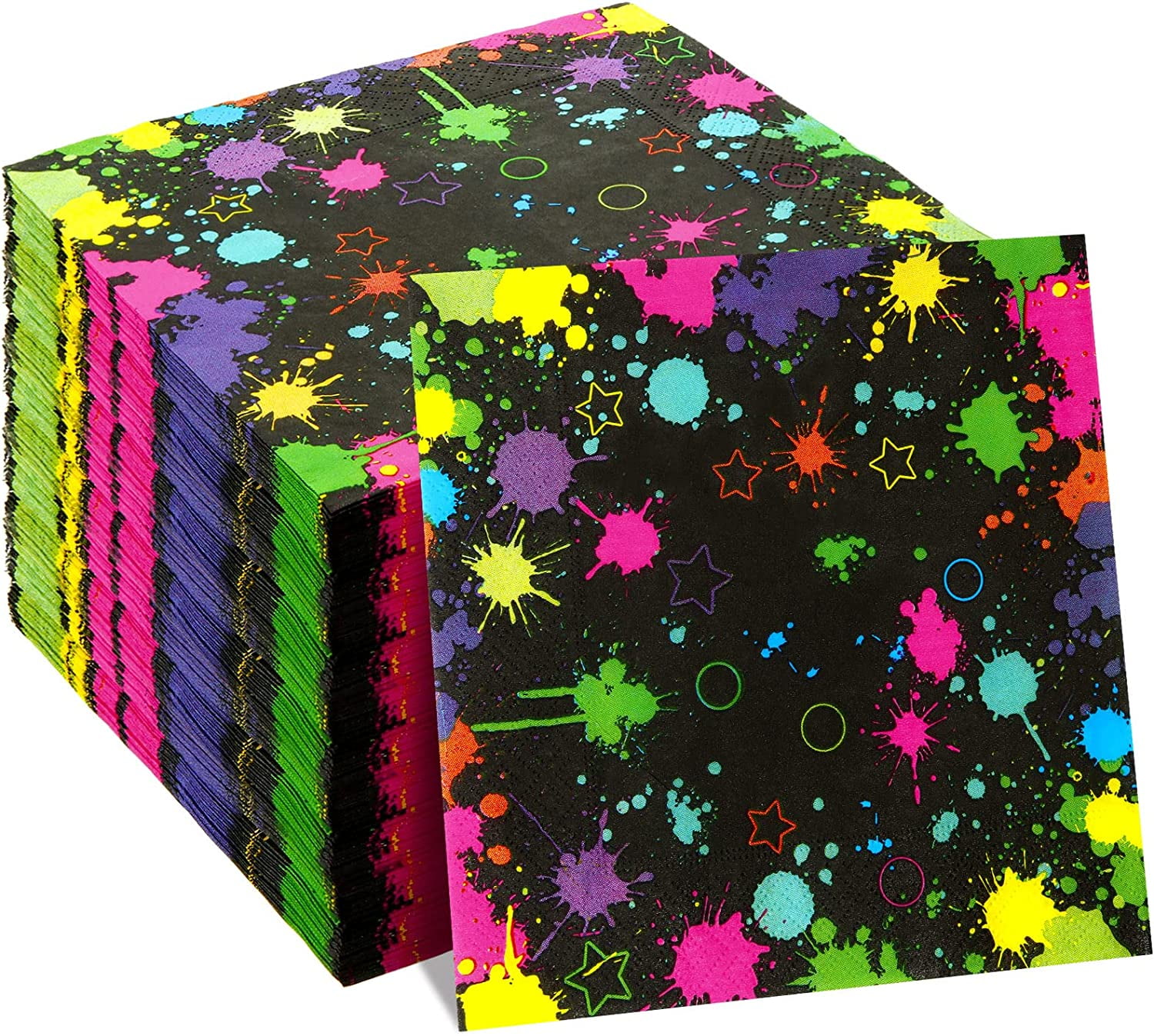 50 Pcs Neon Napkins Glow in Dark Rainbow Soccer Napkins Birthday ...