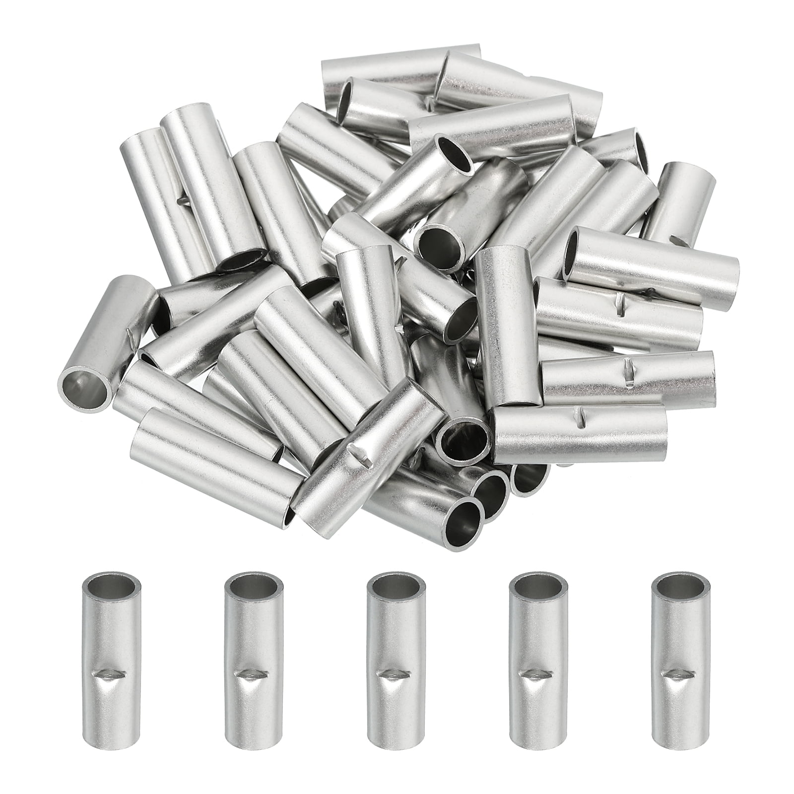 50 Pcs Non Insulated Butt Connectors 8AWG Tinned Copper Wire Connector ...