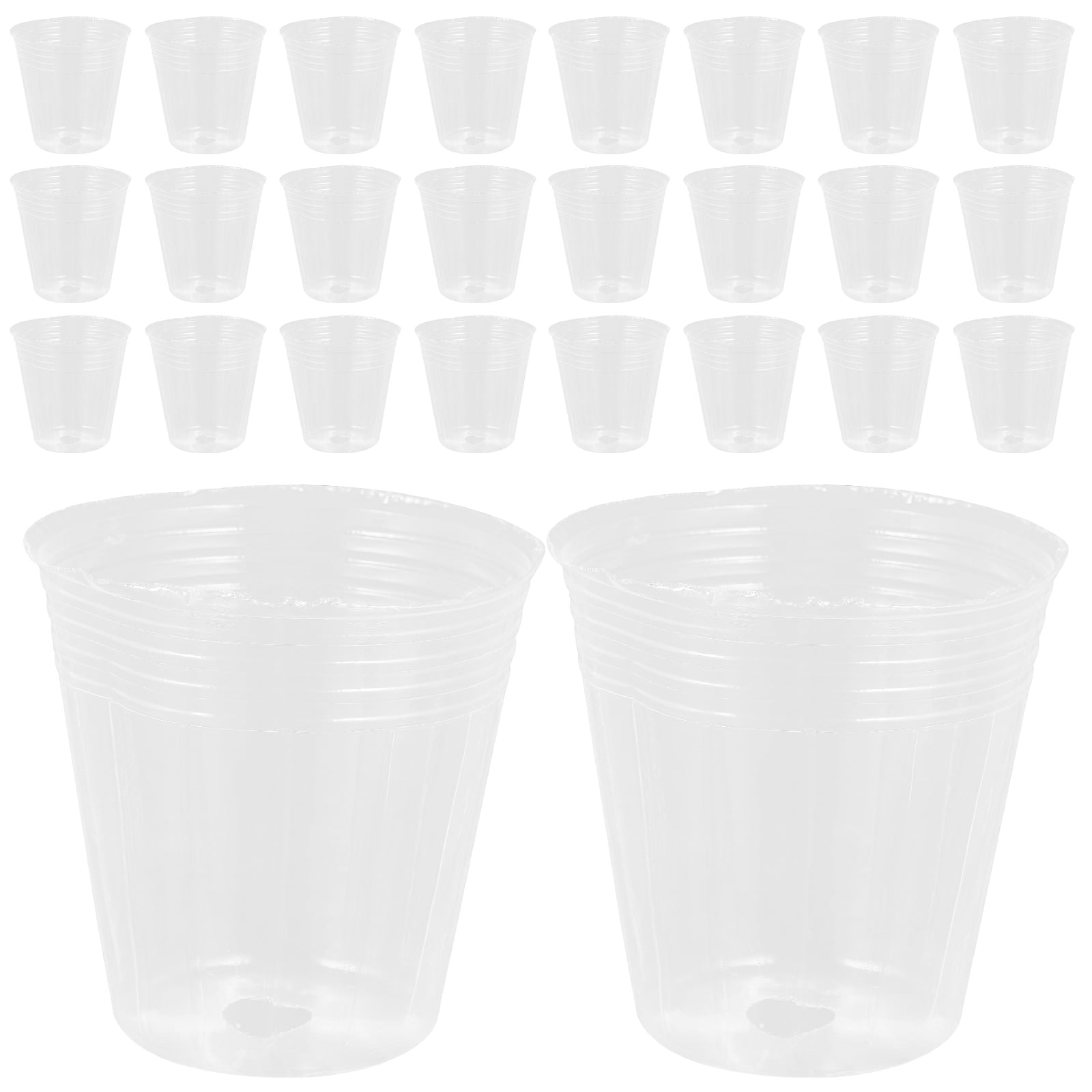 50 Pcs Nursery Cup Plastic Pots with Drainage Holes Clear for Plants ...