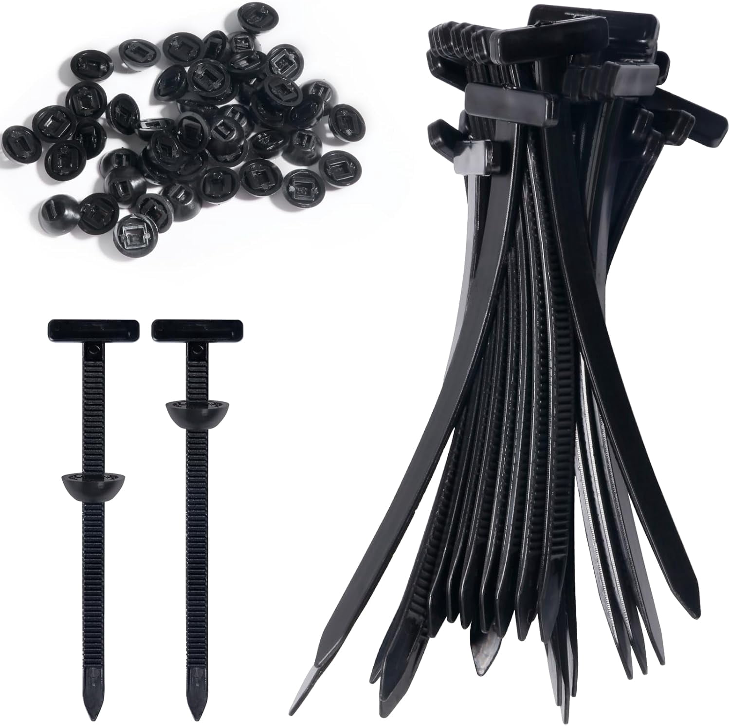 50 Pcs Nylon Universal Cable Tie Buckle, Kvago Plastic Cable Ties Tool ...