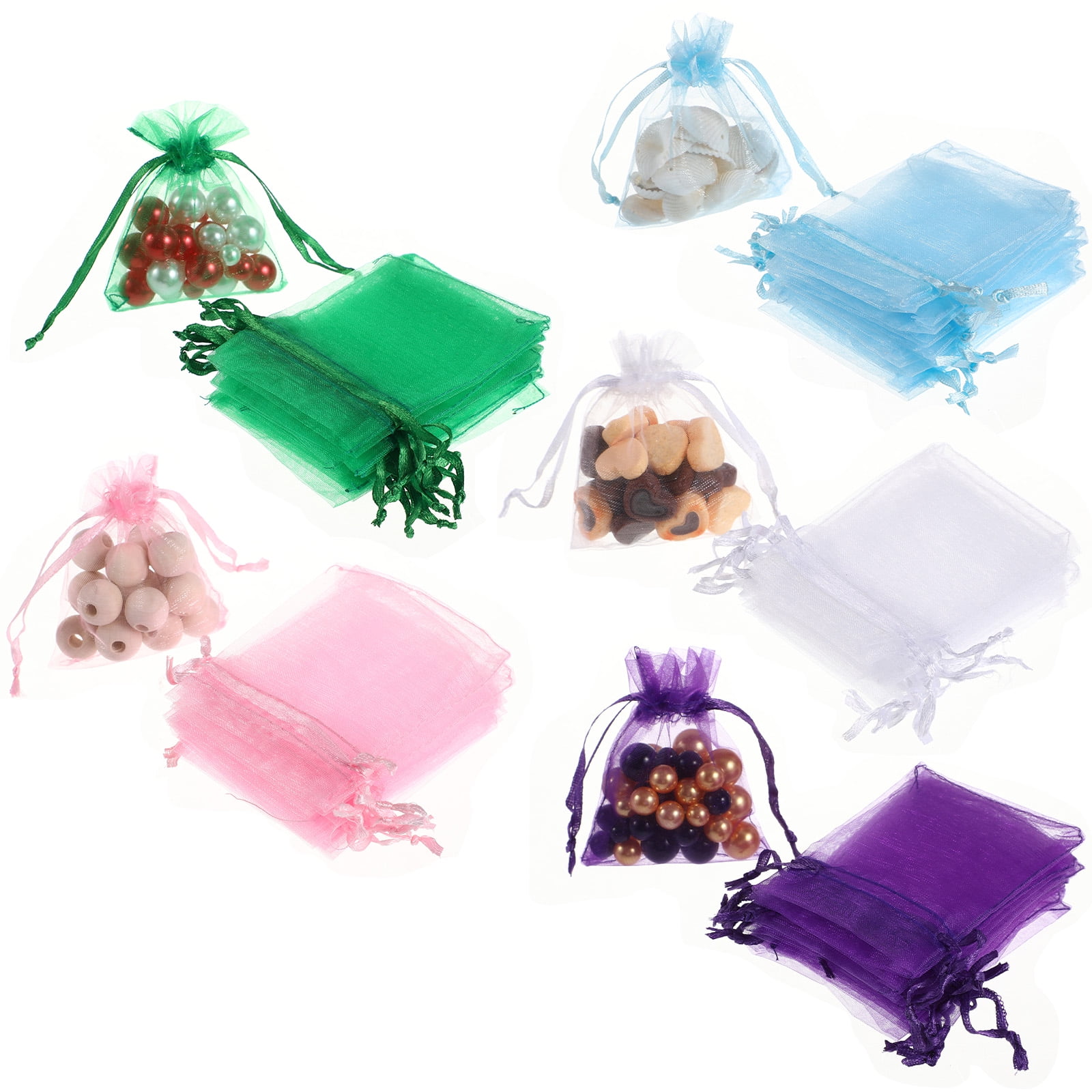 50 Pcs Organza Snow Yarn Fabric Drawstring Gauze Bag Candy Bags Party ...