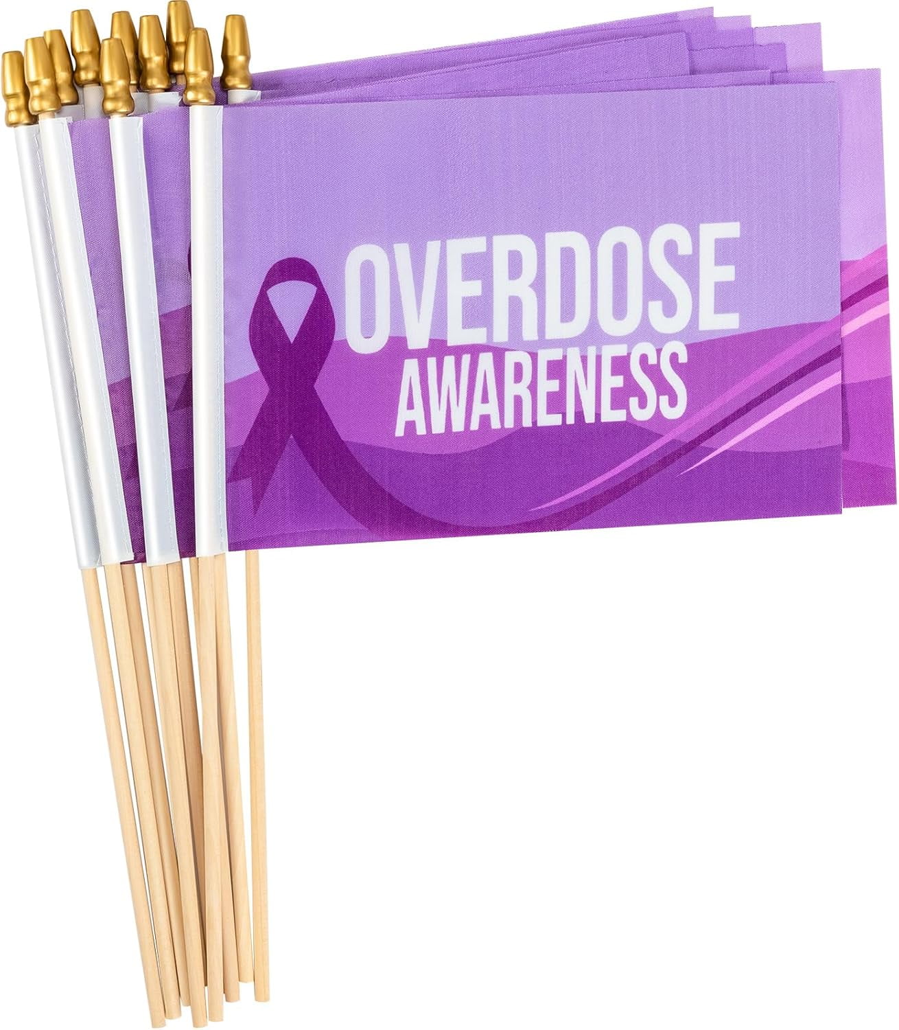 50 Pcs Overdose Awareness Flag，5 x 8 Inch Handheld Purple Ribbon Small ...