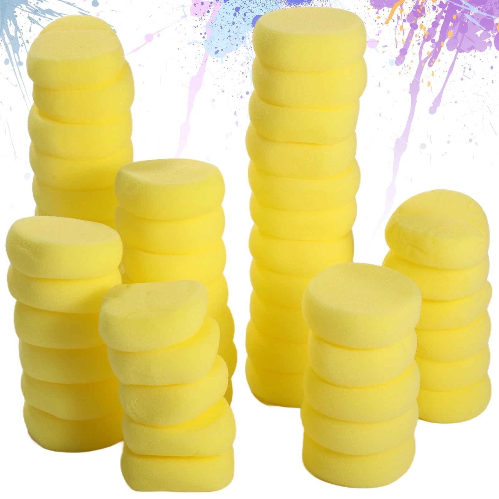 50 Pcs Round Painting Sponge,Yellow Watercolor Synthetic Sponge,for ...