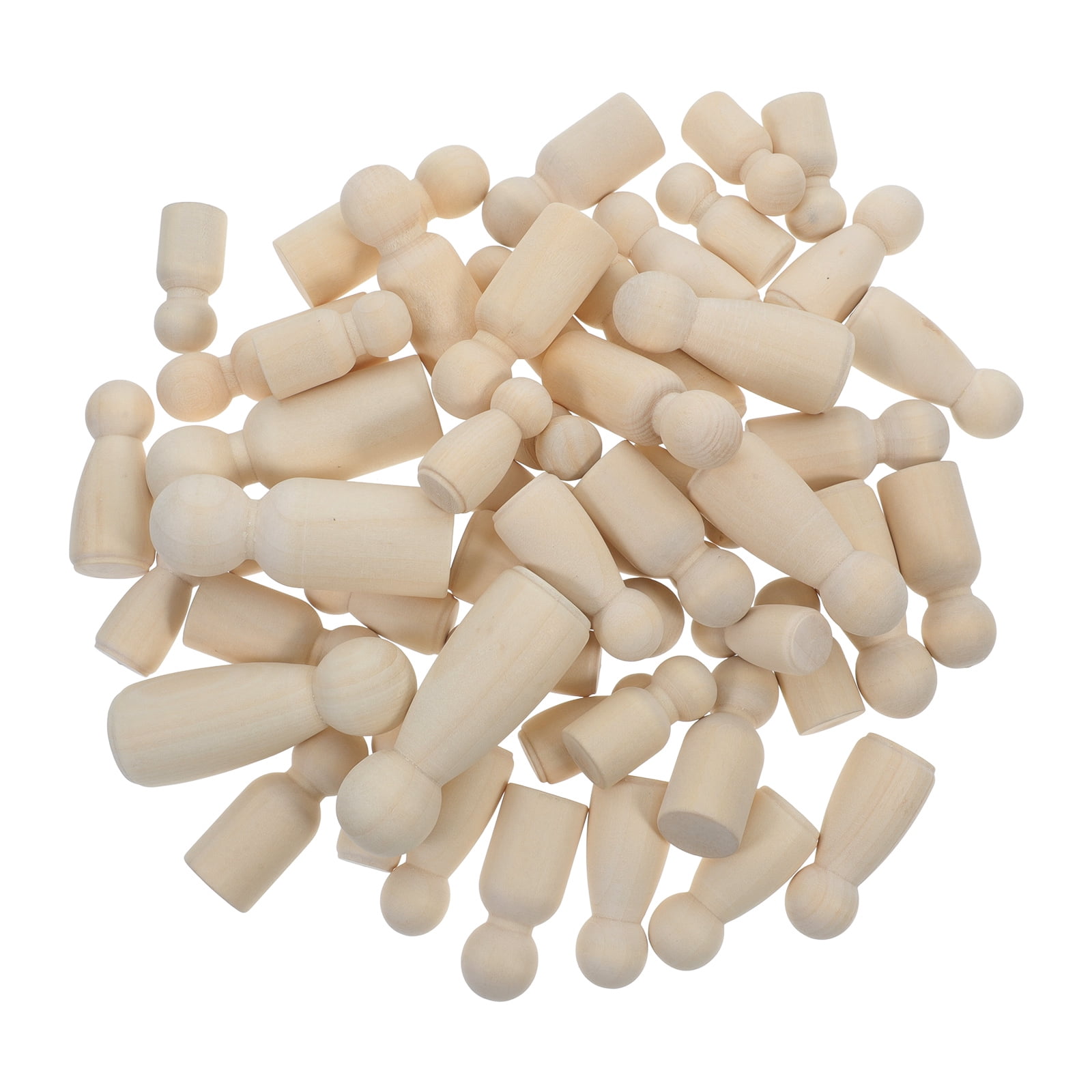 50 Pcs Painted Puppet Toy Blank Peg Doll Unpainted Peg People DIY ...