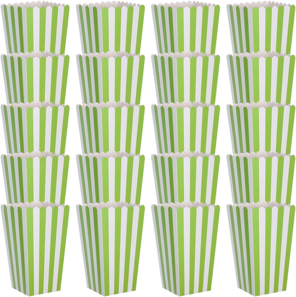 50 Pcs Paper Green Popcorn Boxes, NOGIS Green Popcorn Bags with White ...